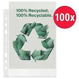 ESSELTE Prospekth&uuml;llen 100% Recycelt DIN A5 Genarbt Transparent 70 Mikron PP (Polypropylen) &Ouml;ffnung oben 6 L&ouml;cher 627495 100 St&uuml;ck