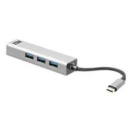 ACT AC7055 1 x USB C Stecker auf 3 x USB A, Gigabit Network Port Hub 0,15 m Schwarz, Grau