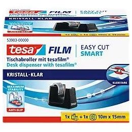 Tesa Klebebandabroller Tesafilm Easy Cut SMART Schwarz 15 mm (B) x 10 m (L) Kleiner Kern