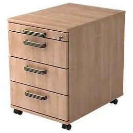 Hammerbacher Rollcontainer 4 Schübe abschließbar 428 x 580 x 590 mm Walnuss