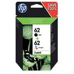 HP 62 Original Tintenpatrone N9J71AE Schwarz, Cyan, Magenta, Gelb Multipack 2 St&uuml;ck