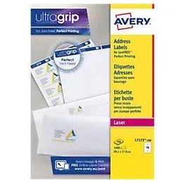Avery Zweckform Abziehhilfe QuickPEEL,ultragrip Adressetiketten L7173-100 haftend DIN A4 Weiß 99,1 x 57 mm 100 Blatt à 10 Etiketten