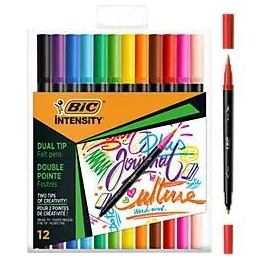 BIC Filzstift 0,7 - 0,9 mm Fein Farbig sortiert Intensity Dual Tip 12 St&uuml;ck