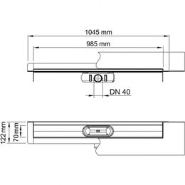 ACO HAUSTECHNIK ACO ShowerDrain C Rinnenk&ouml;rper Duschrinne, 57-128 mm, 985 mm,Aufkantung hinten