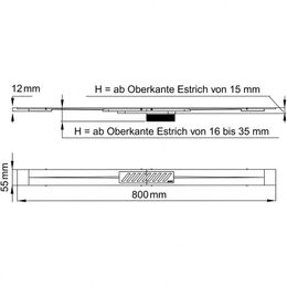 ACO HAUSTECHNIK ACO ShowerDrain S+ Duschrinnen Abdeckung Stripes Edelstahl silber, 800 mm