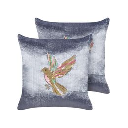 Beliani 2er-Set Dekokissen RUELLIA in Grau/Bunt | Gr.: onesize