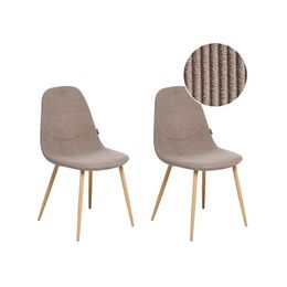 Beliani 2er-Set Esszimmerstuhl HILDEN in Beige/Braun | Gr.: onesize
