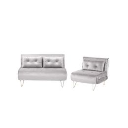 Beliani 2-tlg 3-Sitzer Sofa VESTFOLD in Grau/Gold | Gr.: onesize