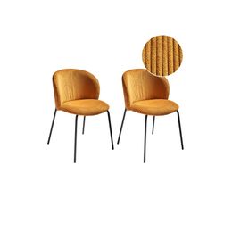 Beliani 2er-Set Esszimmerstuhl MILES in Orange/Schwarz | Gr.: onesize