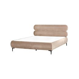Beliani Doppelbett LESSAY in Beige/Schwarz - (W) 195 x (H) 103 x (L) 213 cm | Gr.: onesize