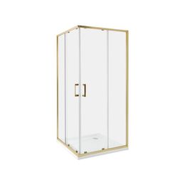 Beliani Duschkabine TELA in Transparent/Gold - (W) 90 x (H) 185 x (L) 90 cm | Gr.: onesize