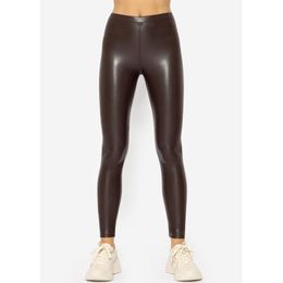 SASSYCLASSY Thermo Leggings in Lederoptik in Braun | Gr.: L