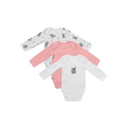 Schlummersack Bio Baby-Bodys langarm 3er-Pack in Rosa-Wei&szlig; | Gr.: 80