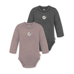 Normani Outdoor Sports 2er Pack Baby Merino Langarmbody Tuai in Rosa/Anthrazit | Gr.: 80