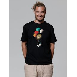 wat? Apparel T-Shirt Balloon Spaceman in Schwarz | Gr.: 56