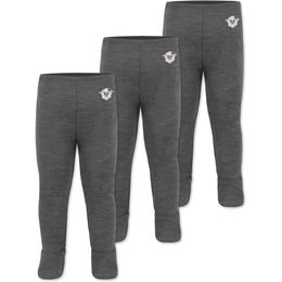 Normani Outdoor Sports 3er Pack Baby Merino Hose mit F&uuml;&szlig;en in Anthrazit | Gr.: 68
