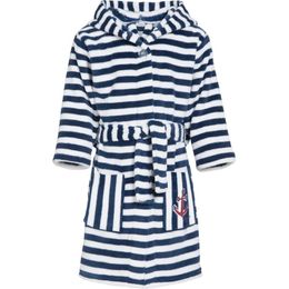 Playshoes Fleece-Bademantel Ringel maritim in Marine/wei&szlig; | Gr.: 110/116