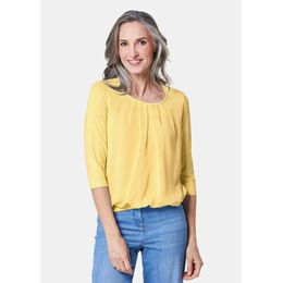 GOLDNER Blusenshirt Chiffon-Shirt mit 3/4-Arm, Rundhals in gelb | Gr.: 46