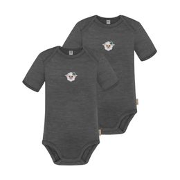 Normani Outdoor Sports 2er Set Baby Merino Body Kurzarm Tauranga in Anthrazit | Gr.: 86