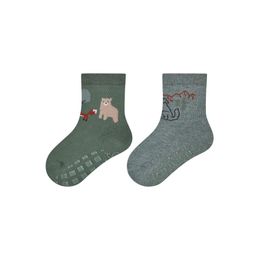 Sterntaler ABS Socken 2er-Pack Waldtiere in dunkles gr&uuml;n | Gr.: 20