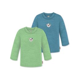 Normani Outdoor Sports 2er Pack Baby Merino Longsleeve Taupo in Gr&uuml;n/Blau | Gr.: 98/104