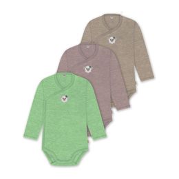 Normani Outdoor Sports 3er Set Baby-Body Wickelbody Toddler-Bodysuit in Beige/Rosa/Gr&uuml;n | Gr.: 86