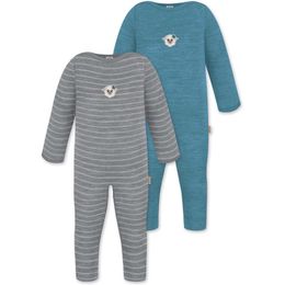 Normani Outdoor Sports 2er Pack Baby Merino Strampler Tangoio in Blau/Grau | Gr.: 74