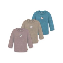 Normani Outdoor Sports 3er Pack Baby Merino Longsleeve Taupo in Blau/Beige/Rosa | Gr.: 74/80