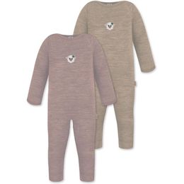 Normani Outdoor Sports 2er Pack Baby Merino Strampler Tangoio in Beige/Rosa | Gr.: 92