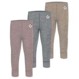 Normani Outdoor Sports 3er Pack Baby Merino Hose Unterhose &bdquo;Tutira&ldquo; in Beige/Grau/Rosa | Gr.: 56