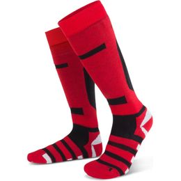 Normani 2 Paar Ski-Kniestr&uuml;mpfe Ripp in Rot/Schwarz/Grau | Gr.: 43-46