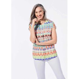 GOLDNER Kurzgr&ouml;&szlig;e: Kurzarm multicolor Printbluse in bunt / gemustert | Gr.: 20