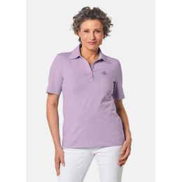 GOLDNER Kurzgr&ouml;&szlig;e: Baumwollshirt mit Polokragen in flieder | Gr.: 19
