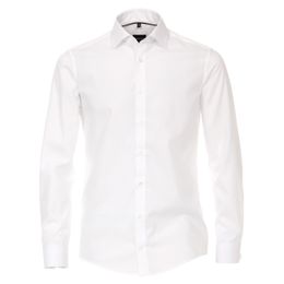 Businesshemd Venti "Venti Businesshemd uni", Herren, Gr. 36, Normalgrößen, weiß (schneeweiß), 100% Baumwolle, unifarben, schmal, Hemden