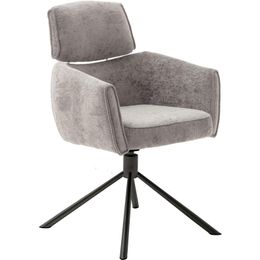 Esszimmerstuhl MCA furniture "QUEBEC", grau (taupe, schwarz matt lackiert), B:60cm H:92cm T:64cm, Stühle, (2er-Set), 360 drehbar, Taschenfederkern, Sitzhöhe ca. 51 cm