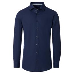 Businesshemd Venti "Venti Businesshemd uni", Herren, Gr. 37, Normalgrößen, blau (dunkelblau), 88% Baumwolle, 12% Elasthan, unifarben, schmal, Hemden