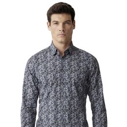 Businesshemd Venti "Venti Businesshemd Print", Herren, Gr. 42, Normalgrößen, blau (dunkelblau), 97% Baumwolle, 3% Elasthan, bedruckt, sehr figurbetont, Hemden