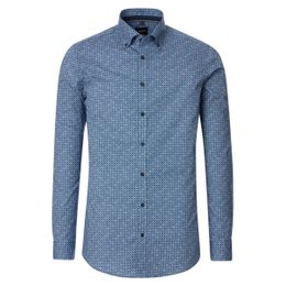 Businesshemd Venti "Venti Businesshemd Print", Herren, Gr. 43, Normalgr&ouml;&szlig;en, blau, 97% Baumwolle, 3% Elasthan, bedruckt, sehr figurbetont, Hemden