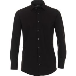 Businesshemd Venti "Venti Businesshemd uni", Herren, Gr. 38, Normalgrößen, schwarz, 89% Baumwolle, 11% Elasthan, unifarben, schmal, Hemden