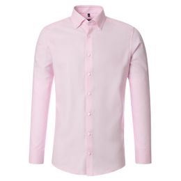 Businesshemd Venti "Venti Businesshemd uni", Herren, Gr. 38, Normalgrößen, rosa (zartrosa), 100% Baumwolle, unifarben, schmal, Hemden