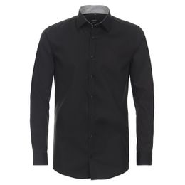 Businesshemd Venti "Venti Businesshemd extra langer Arm 72cm uni", Herren, Gr. 38, Normalgrößen, schwarz, 100% Baumwolle, unifarben, sehr figurbetont, Hemden