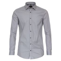 Businesshemd Venti "Venti Businesshemd Print", Herren, Gr. 38, Normalgrößen, blau (dunkelblau), 97% Baumwolle, 3% Elasthan, bedruckt, sehr figurbetont, Hemden
