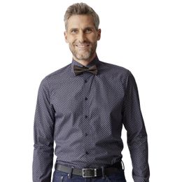 Businesshemd Venti "Venti Businesshemd Print", Herren, Gr. 38, Normalgrößen, blau (dunkelblau), 100% Baumwolle, bedruckt, schmal, Hemden