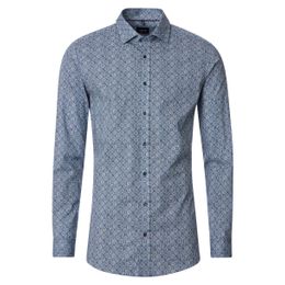 Businesshemd Venti "Venti Businesshemd Print", Herren, Gr. 40, Normalgrößen, blau, 97% Baumwolle, 3% Elasthan, bedruckt, sehr figurbetont, Hemden