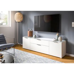 Inosign Lowboard »Raio, Breite 179 cm, 2 Türen, 2 Schubkästen, Oberboden mit Glasplatte« TV-Board, TV-Schrank, Mediaboard, Fernsehschrank weiß...