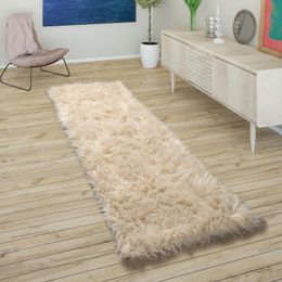 Paco Home Hochflor-Läufer »Playa 960« rechteckig 64 mm Höhe Läufer, Kunstfell, Flokati-Optik, weich und flauschig, Uni-Farben cream Obermaterial:...
