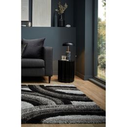 FLAIR RUGS Hochflor-Teppich »Velvet Shaggy« rechteckig 25 mm Höhe Shaggy Teppich grau Obermaterial: 100% Polyester B : 200 cm 1 Stk.