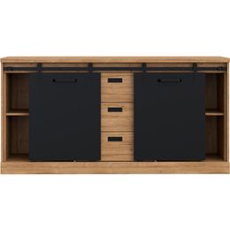 FORTE Sideboard &raquo;Kaszimiro&laquo; Waterford Eiche/Schwarz modernes Sideboard