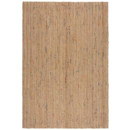 FLAIR RUGS Teppich &raquo;Jute Boucle&laquo; rechteckig 7 mm H&ouml;he aus 100% Jute, mit Fransen, aus Naturfasern bunt Jute