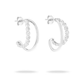 Tamaris Paar Creolen »Schmuck Geschenk Silber 925 Ohrringe Tiny Glimmer« mit Zirkonia (synth.) silberfarben-kristallweiß + kristallweiß Elegante...
